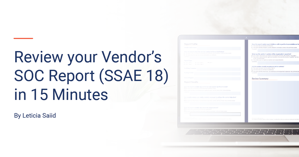 Review your Vendor’s SOC Report (SSAE 18) in 15 Minutes - Tandem